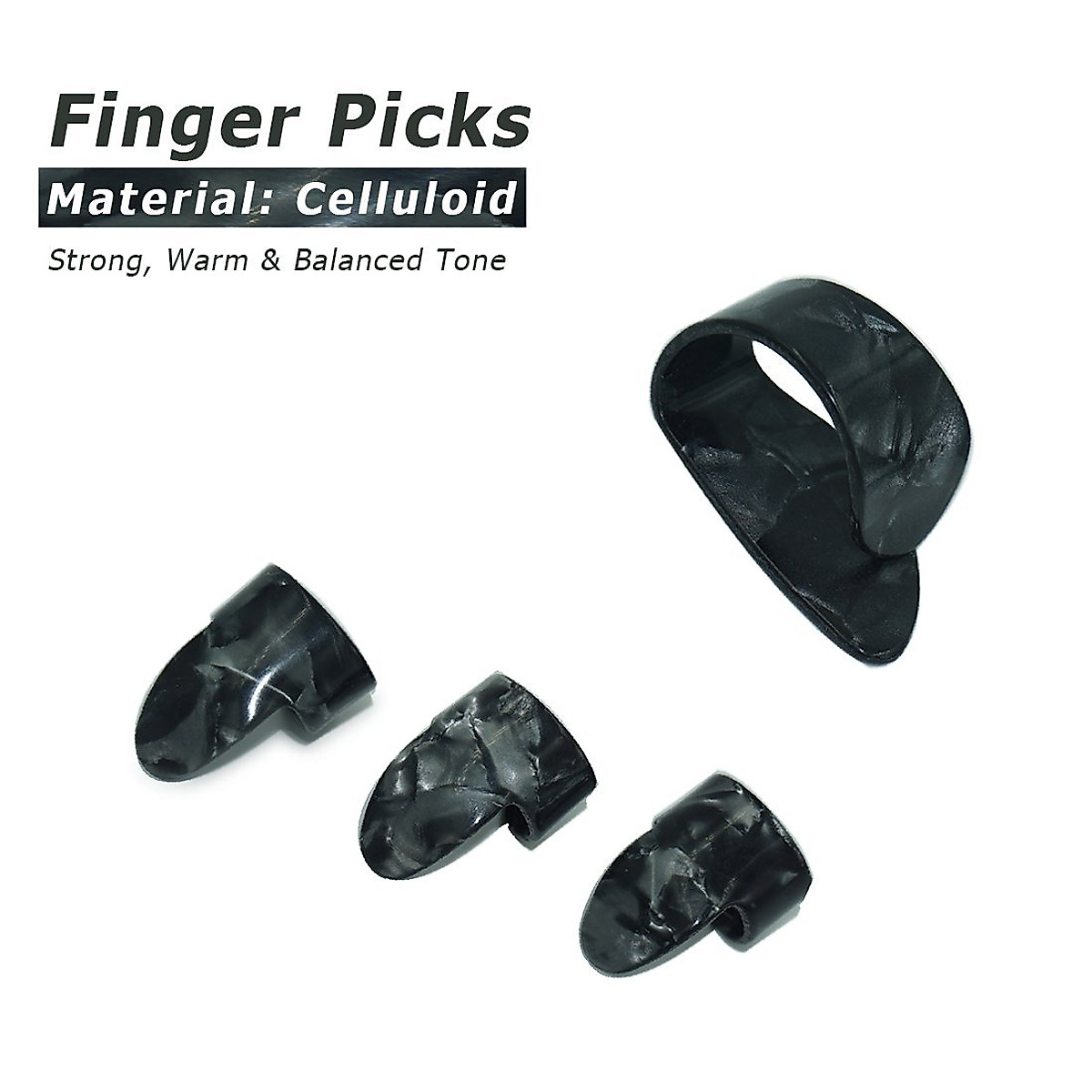 Guitar Slide, Set of 1 Glass Slide, 1 Steel Slide and 1 Brass Guitar Slide, Bonus 6 Pcs Guitar Picks, and 4 Finger Picks