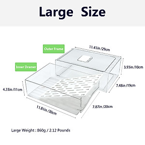 Femoliyes Refrigerator Organizers and Storage Drawer, Stackable Fruit Storage Containers for Fridge, Reusable Fridge Organizer fit for Kitchen Refrigerator and Restaurant Freezer (2 Drawers, Large)