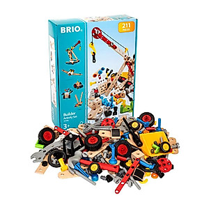 BRIO 34588 Builder Activity Set - 211 Piece STEM Toy with Wood and Plastic Pieces | Enhances Motor Skills | Fosters Creativity | Sustainable Materials | for Kids Ages 3 and Up (63458800)