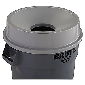 Rubbermaid Commercial RCP 3543 GRA Round Brute Funnel Top Receptacle, 22 3/8" x 5", Gray