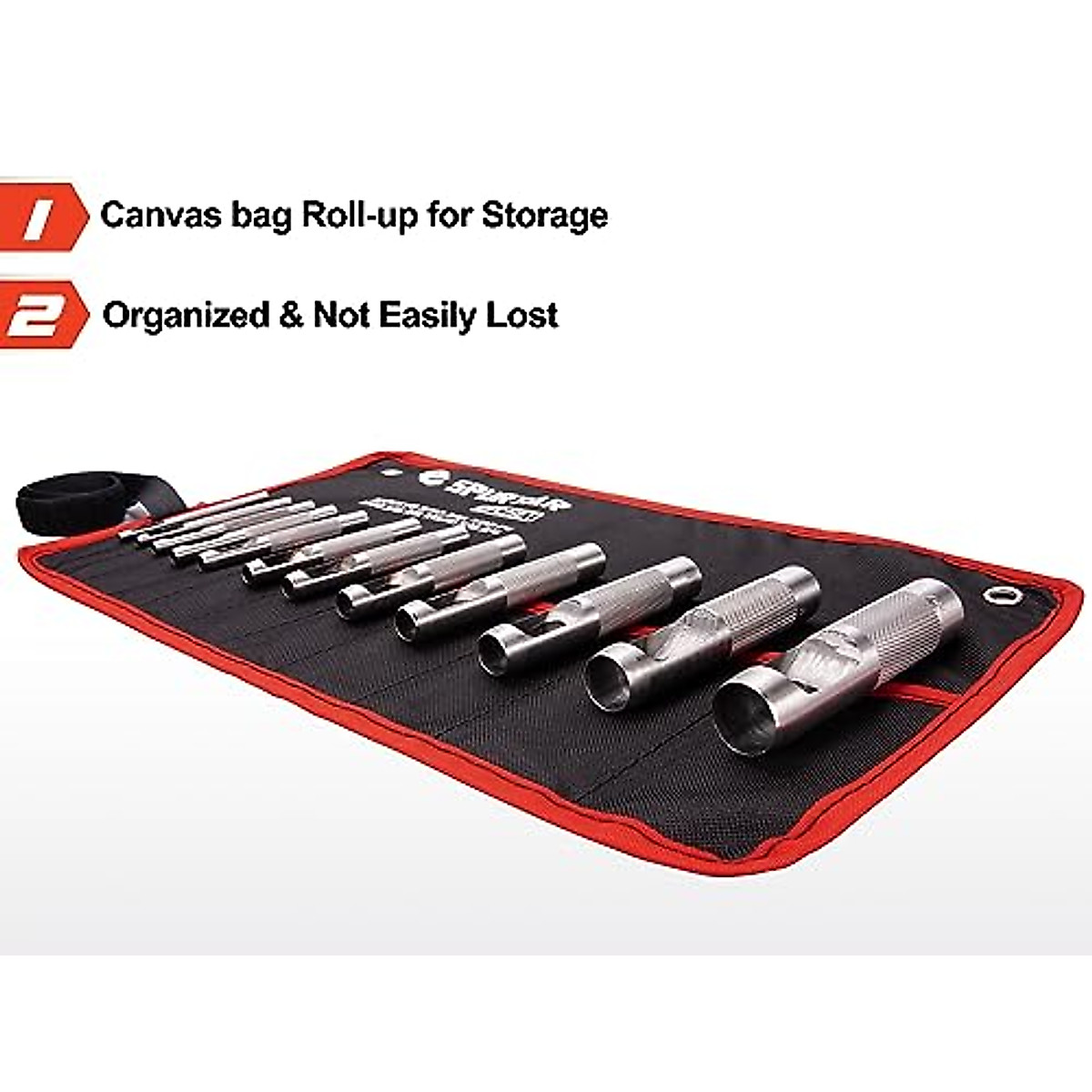 Spurtar 12 PCS Steel Hollow Leather Punch Set 1/8''-3/4''(3-19mm) Heavy Duty Round Hole Punch Set Leather Hole Tool for Watch Cloth Belt Gaskets w/Storage Bag