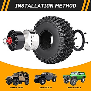 CrazyHobby Aluminum 1.9 Beadlock Wheels and Tires w/Foam for TRX4 Axial SCX10 II III RR10 Wraith Redcat Gen 8 Scout II RC4WD 1/10 Scale RC Crawler Rocks Mud Tyres Rims