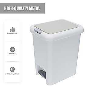 Alipis 1pc L Room Plastic Pedal Containers Bucket Home Household Can Hoary On Foot Storage Bedroom Kitchen Versatile Decorative Bin for Trash Rubbish Designed Basket Bathroom
