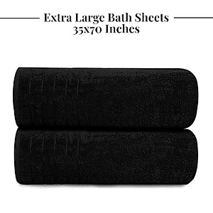 Tens Towels Large Bath Sheets, 100% Cotton, 35x70 inches Extra Large Bath Towel Sheets, Lighter Weight, Quicker to Dry, Super Absorbent, Oversized Bath Towels (Black)