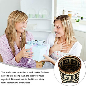 Luxshiny Bamboo Waste Basket Wicker Storage Baskets Dirty Clothes Basket Rattan Flower Baskets Laundry Hamper for Towel Cosmetic Books