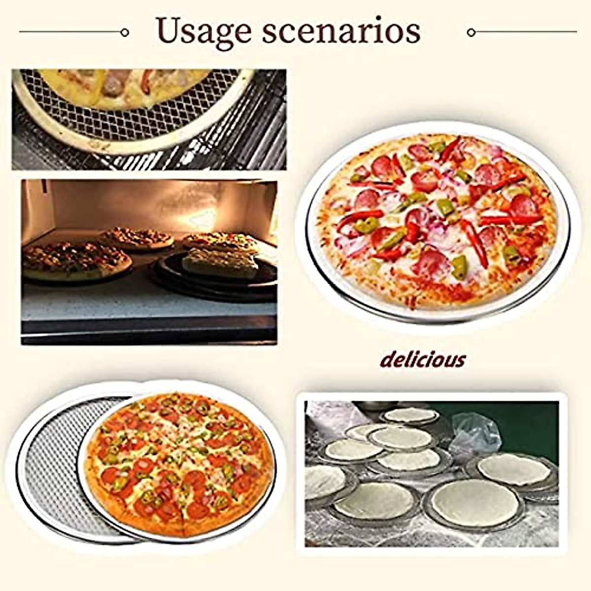 WSHA 1Pcs 6-22 inch Pizza Baking Screen, Aluminum Alloy Seamless Pizza Crisper Tray Non Stick Mesh Baking Tray for Oven, BBQ, Cookware,22inch