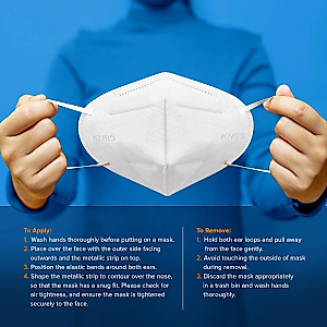 RightCare KN95 Protective Face Mask (Non-Medical) with Ear Loops and Shapeable Nose Bridge, Universal Size 10ct Pack