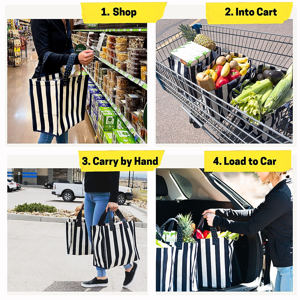 Aspenhagen Designs Heavy Duty Canvas Tote Bag w/Interior Coating for Easy Cleaning-Great Reusable Grocery Bag or Gift Bag