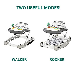 Dream on Me 2-in-1 Aloha Fun Activity Baby Walker in Grey, Easily Convertible Baby Walker, Adjustable Three Position Height Settings, Fun Activity Center, Easy to Fold and Store