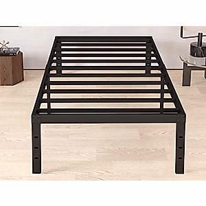 Goltriever Twin XL Bed Frames, 18 Inch High Heavy Duty Metal Frame, 2500Lbs Non-Slip Steel Slats Support Bed Frame with Storage, No Box Spring Needed, Easy Assembly, Black