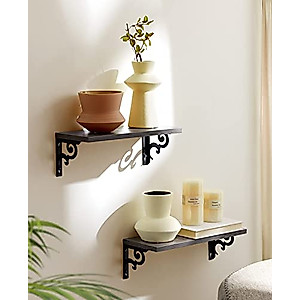 AMADA HOMEFURNISHING Floating Shelves, Grey Wall Shelves for Bedroom, Bathroom, Kitchen, Living Room, Shelves for Wall Decor Set of 3, Waterproof - AMFS21