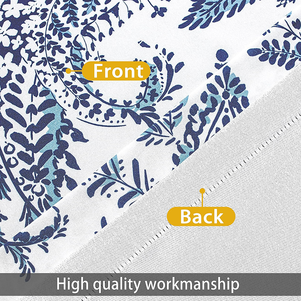 DriftAway Isla Paisley Floral Pattern Blackout Thermal Insulated Window Curtain Valance Rod Pocket 52 Inch by 18 Inch Plus 2 Inch Header Navy