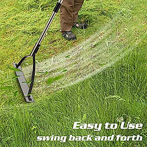 PoPoHoser Weed Grass Cutter, 66 Inch Grass Whip with Double Edged Serrated Blade - Steel Metal Manual Sod Cutter Hand Tool for Weeding Overgrown Weed in Garden Yard Lawn (2 Blades)