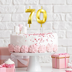 70th Birthday Candles Happy 70th Birthday Cake Topper 70th Birthday Decorations for Women Gold Number Candles Birthday Candles Numbers Velas De Cumpleaños 70th Birthday Decorations Men Gold Candles