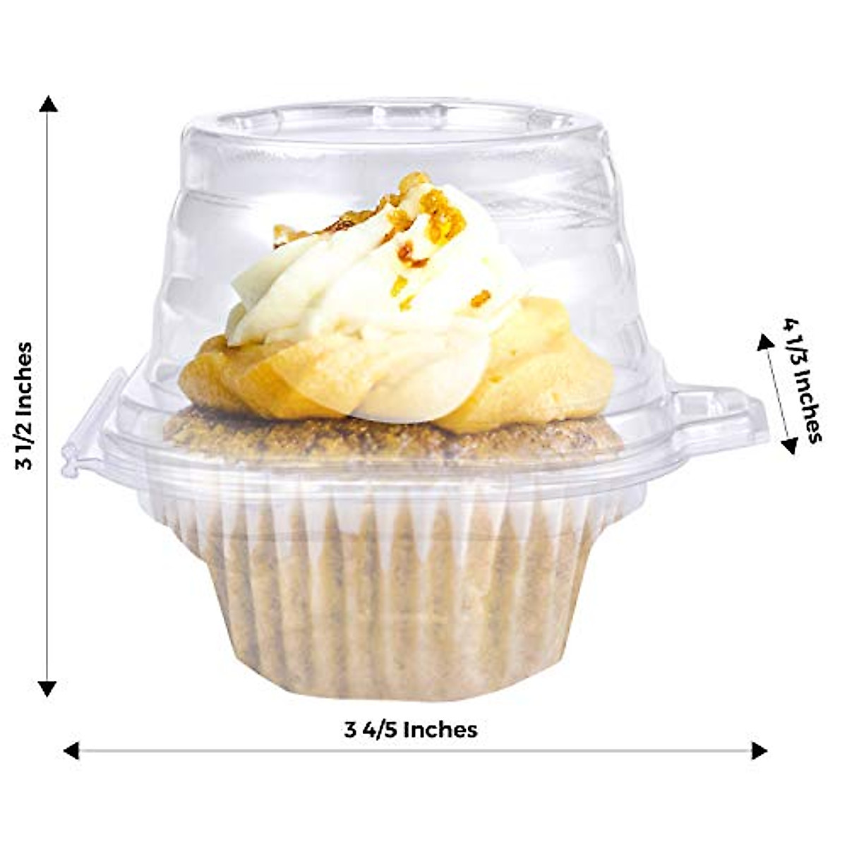 Cupcake Boxes Individual Plastic, 100 Pack Individual Cupcake Containers Plastic Disposable, Single Compartment Cupcake Carrier, Cupcake Holders Plastic Individual for Parties Pack of 100