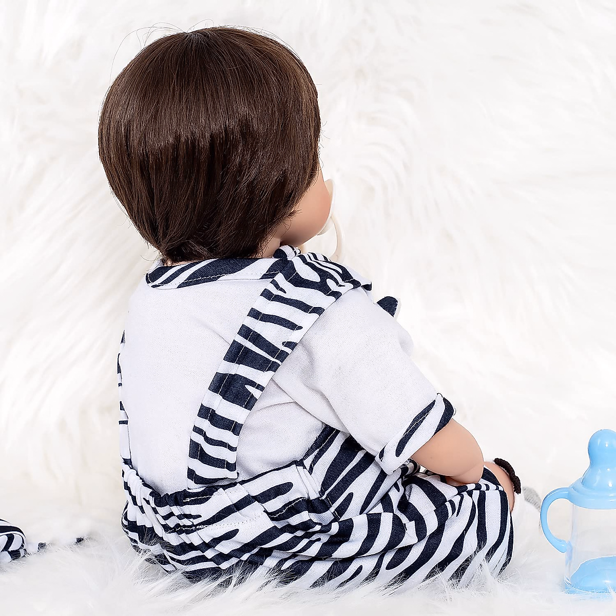 ENADOLL Reborn Baby Doll Realistic Silicone Vinyl Baby 16 inch Weighted Soft Body Lifelike Doll Gift Set for Ages 3+(Zebra Boy)