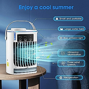 Evaporative Personal Cooler | 500ml water tank Mini Ac for Car | Portable Air Conditioner 3 powerful speeds, 3 Mist Modes | Quiet Air Conditioner for Room Office Camping