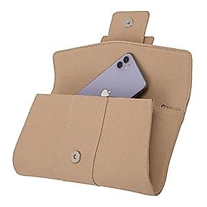 Synthetic Leather Belted Envelope Clutch, Beige1