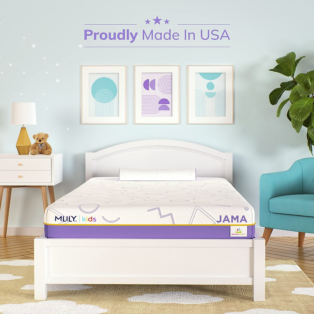 MLILY 7 Inch Twin Mattress for Kids, Memory Foam Bunk Bed Mattress with Mattress Protector in a Box Made in USA CertiPUR-US Certified, Medium Firm Trundle Cooling Gel Mattress, Purple