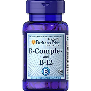 Puritans Pride Vitamin B-Complex and Vitamin B-12, 180 Count