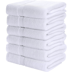 Utopia Towels 6 Pack Bath Towel Set, 100% Ring Spun Cotton (24 x 48 Inches) Medium Lightweight and Highly Absorbent Quick Drying Towels, Premium Towels for Hotel, Spa and Bathroom (White)