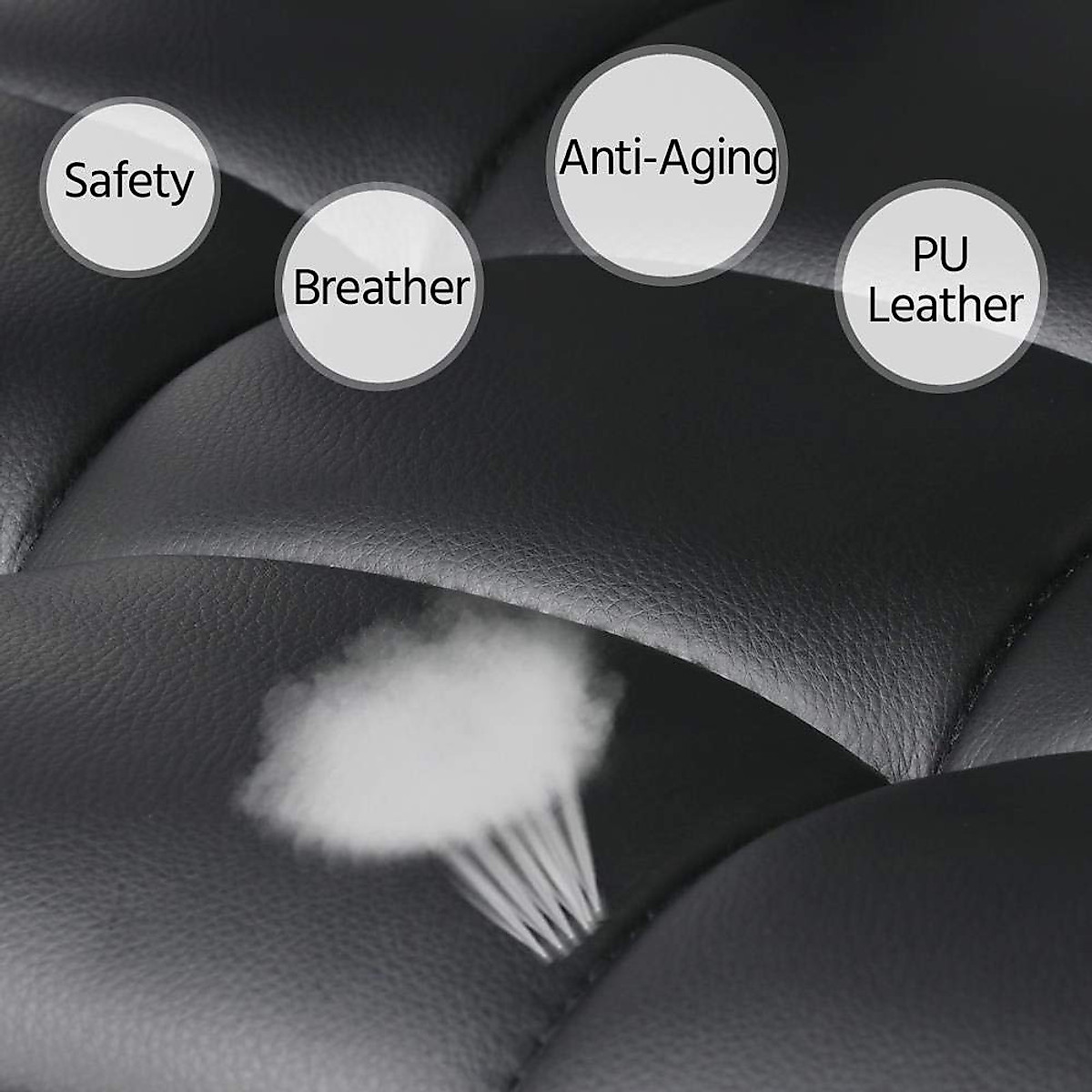 Yaheetech Desk Chair - Office Chair with Arms/Wheels for Students Swivel Faux Leather Home Computer Black