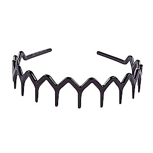 2pcs YAFIYG Zigzag Headband Plastic Wavy Tooth Sharks Tooth Hair Comb Headband for Women's Girls Men Hair Accessory(1 Black Color+1 brown)