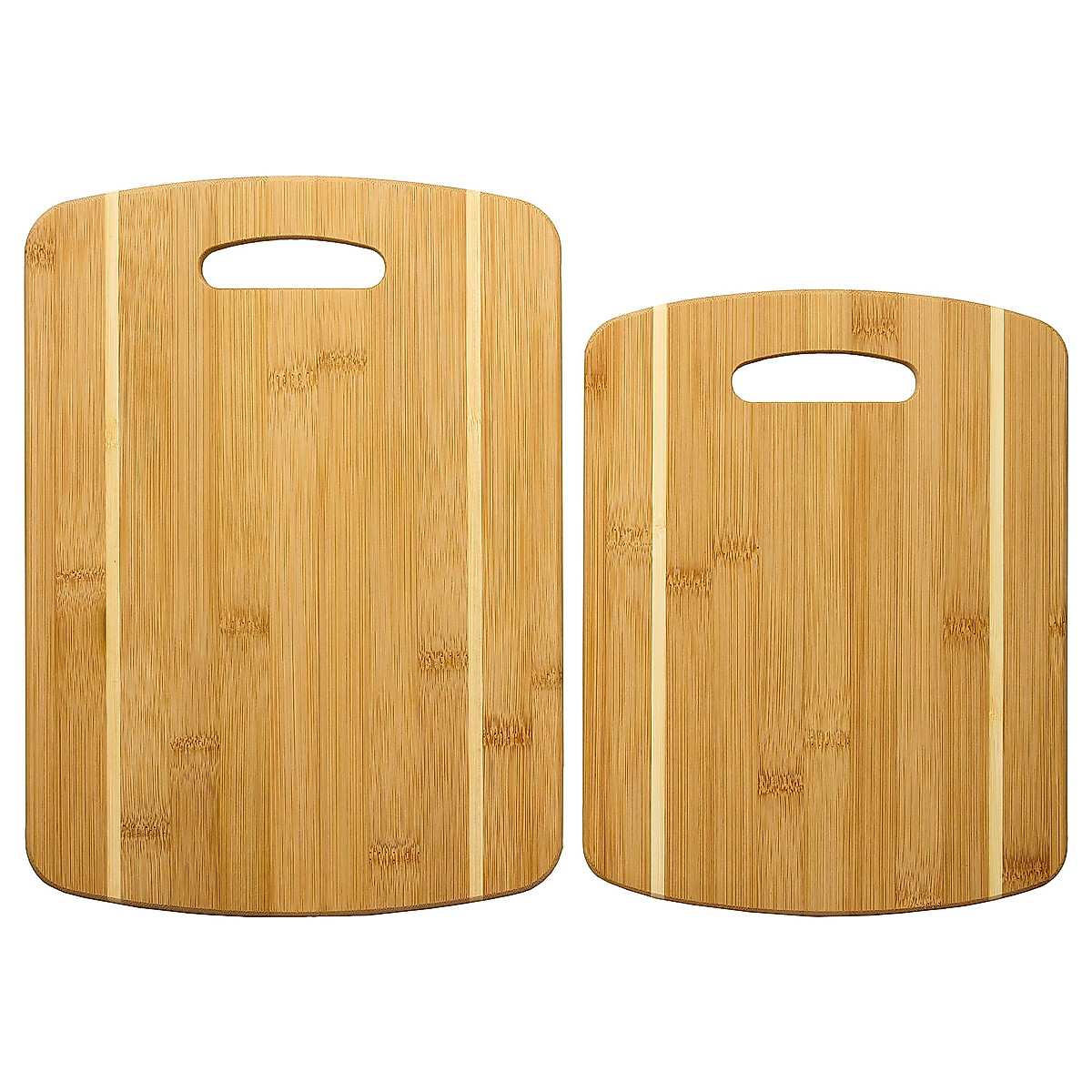 Totally Bamboo Two-Piece Striped Bamboo Cutting Board Set, 13" x 9-1/2" and 11" x 8-1/2"