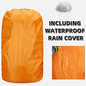 ONIYEA Outdoor Sports Hiking Backpack, 55L Mountaineering Backpack with 50L+5L Rain Cover, High Performance Travel Backpack (Orange)