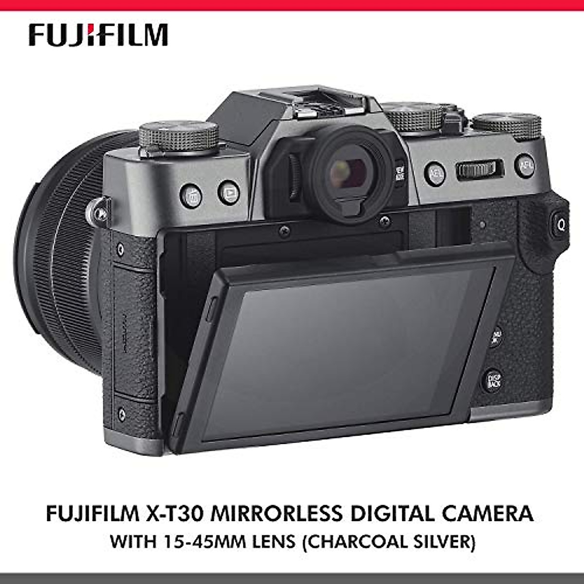 Fujifilm X-T30 4K Wi-Fi Mirrorless Digital Camera with XC 15-45mm Lens Kit - Charcoal Silver with 64GB Deluxe Bundle and Travel Photo Cleaning Kit