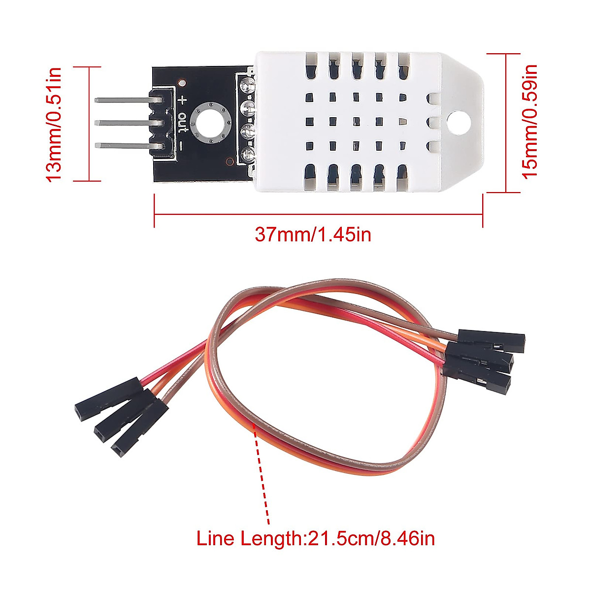 Coliao 4pcs DHT22/AM2302 Temperature and Humidity Sensor Module Digital Temperature Humidity Monitor Sensor with Cable Replace SHT11 SHT15 for Electronic Practice DIY