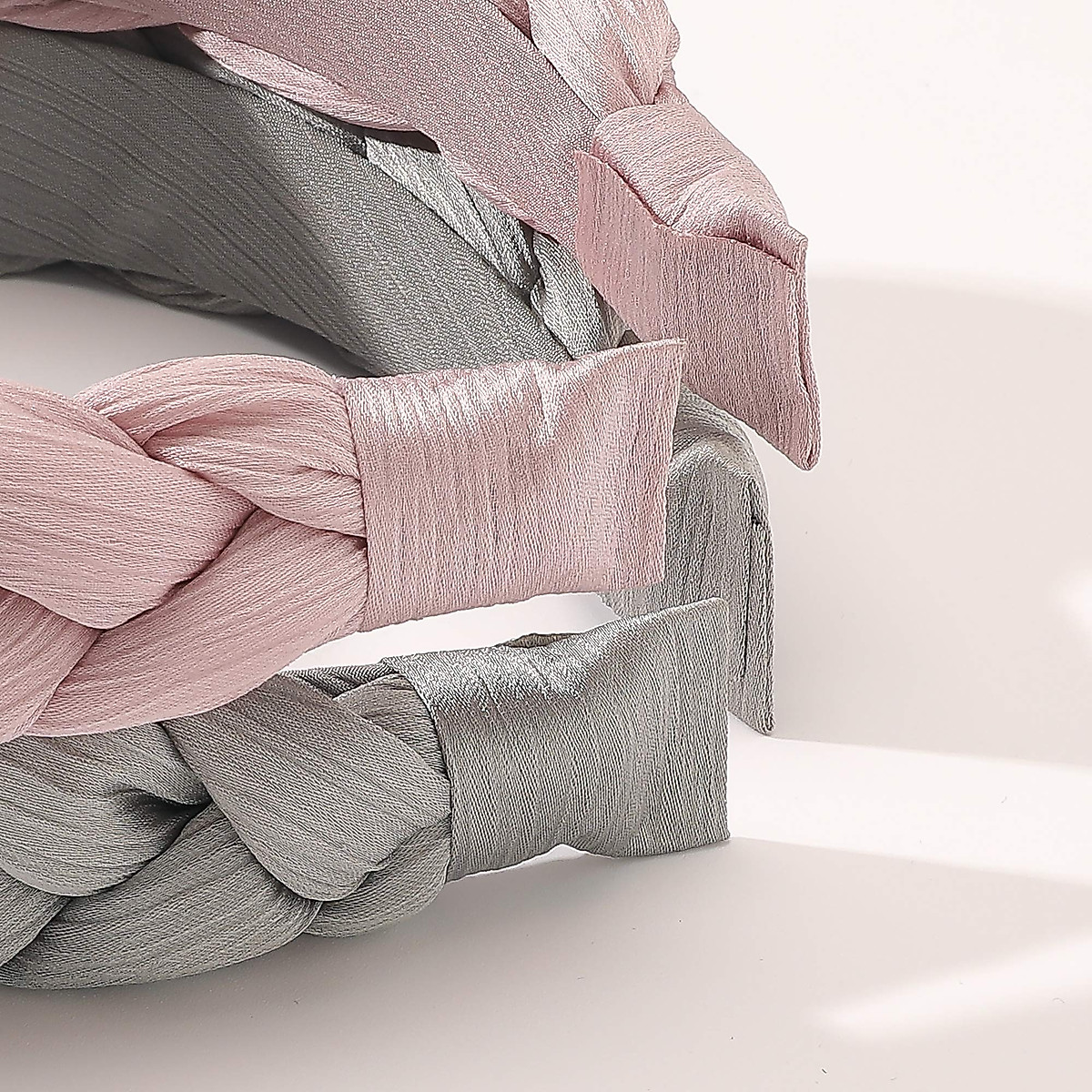 Ivyu Headbands Women Hair Head Hands Braided Head Band Twist Hairbands for Girls Black Pink Gray White Hair Band