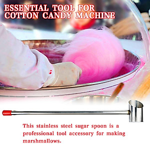 Bntyok Large Caliber Marshmallow Machine Spoon Long Handle Stainless Steel Sugar Spoon Resistant Cotton Candy Machine Spare Parts