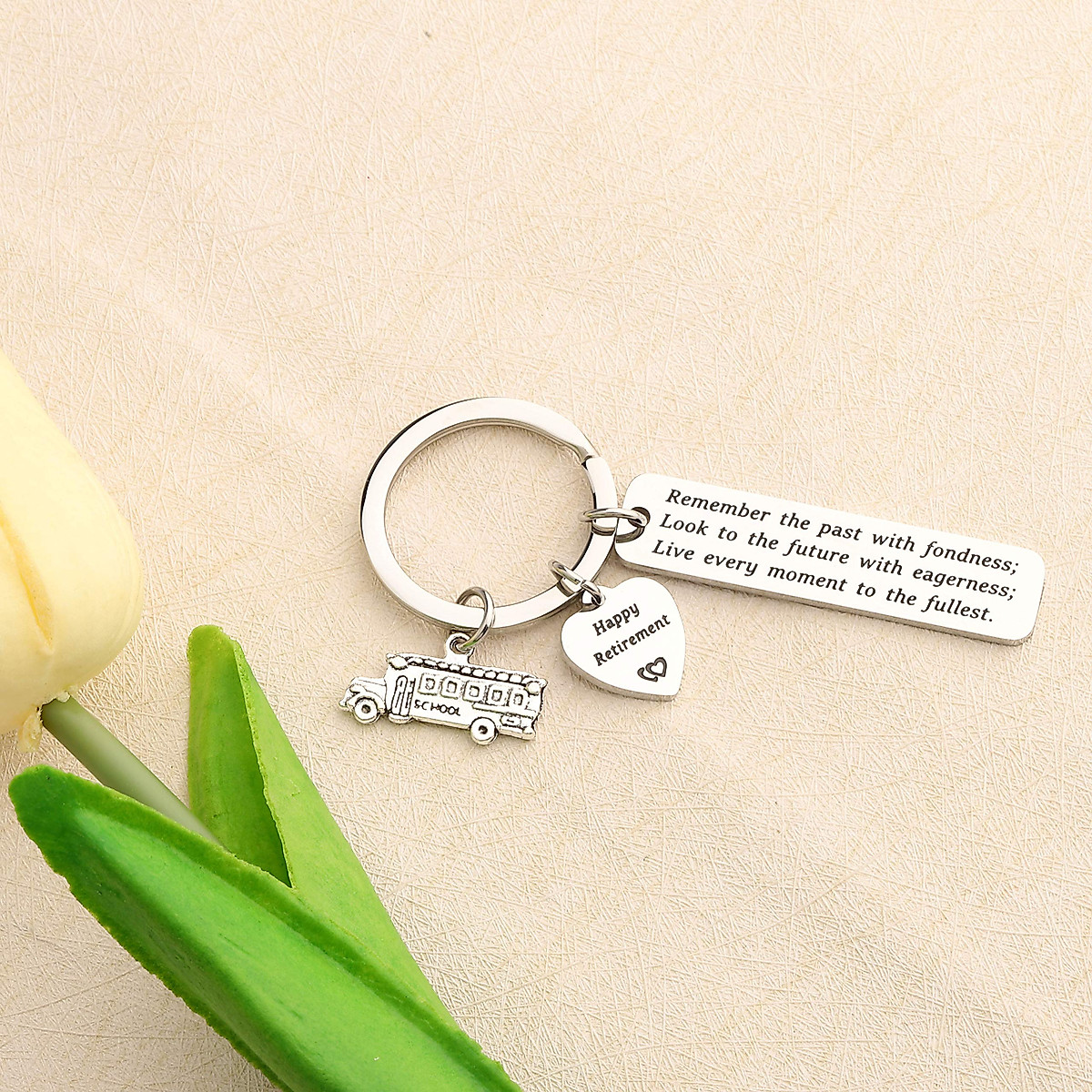 FUSTMW Thank You Gift for School Bus Driver Keychain Appreciation Gift End of The School Year Gift (School Bus Driver Retirement gifts)