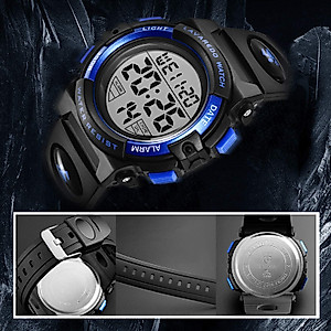 Kids Watch,Boys Watch for 3-12 Year Old Boys,Digital Sport Outdoor Multifunctional Chronograph LED 50 M Waterproof Alarm Calendar Analog Watch for Children with Silicone Band