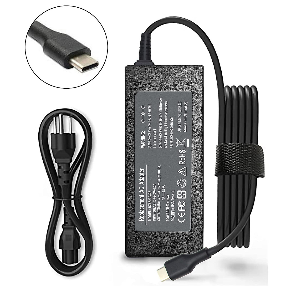 Universal 65W 45W USB C Laptop Charger for Lenovo Thinkpad/Yoga/Chromebook ADLX65YDC2A for HP Elitebook Spectre Chromebook x360,Elite x2 for Dell Chromebook Latitude xps 13 Series AC Adapter