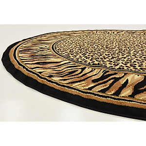 Unique Loom Wildlife Collection Animal Inspired with Cheetah Bordered Design Area Rug, 8 ft, Ivory/Black