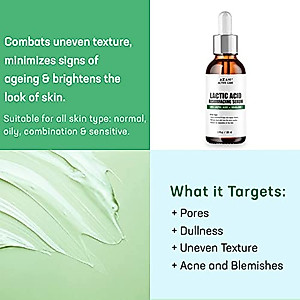 Azani 10% Lactic Acid + Squalane Resurfacing - 1.01 Oz Serum | Face Exfoliating AHA to Soften and Smooth Skin, Brighten Complexion and Diminish Fine Lines & Wrinkles - Women & Men