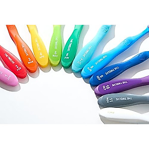 The Twelve Step3 Kids Toothbrush Vivid - Soft Bristles for Boys & Girls Ages 3+ - 12-Pack Rainbow Brushes (Monthly Replacement Reminder) (Triple Section Design) for Children’s Teeth