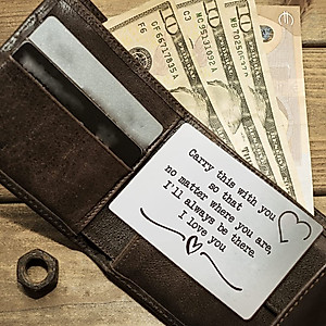 THRXOBN Anniversary Card Gifts for Him, Husband, Anniversary Cards Gift for Men, Romantic Engraved Metal Wallet Insert, Thank You Gifts for Men, Birthday Christmas for Men-WWI46