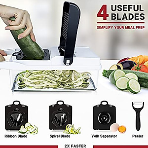 Vegetable Chopper 25 in 1 Multifunctional Onion Chopper Dicer, Spiralizer for Veggie, Mandoline Slicer, Salad Food Chopper with Container, Potato Slicer, Tomato Dicer, Crinkle Cutter, 13 Blades