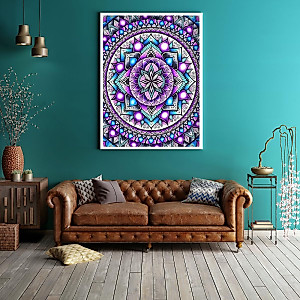 JFYHAB Mandala Diamond Painting Kits for Adults,5D Rhinestone Diamond Art Kits for Adults Kids Beginner,DIY Flowers Round Full Drill Diamond Painting Kit Arts Craft for Home Wall Decor 12X16inch