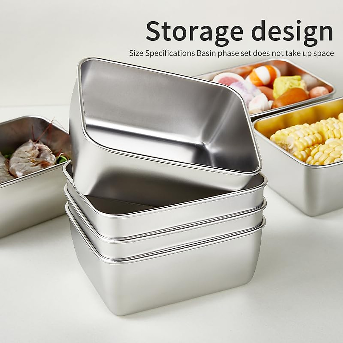 GIUOIDUO 10PC-LStainless Steel fresh- keeping container with cover refrigerator refrigerating container packing box garnish box outdoor picnic boxFood Storage