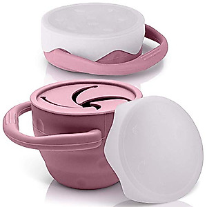 Foldable Snack Cup for Toddlers and Babies - Non-Spill Snack Container for Toddlers Made of Food-Grade Silicone - BPA and Phthalates-Free Baby Snack Container with Lid (red)