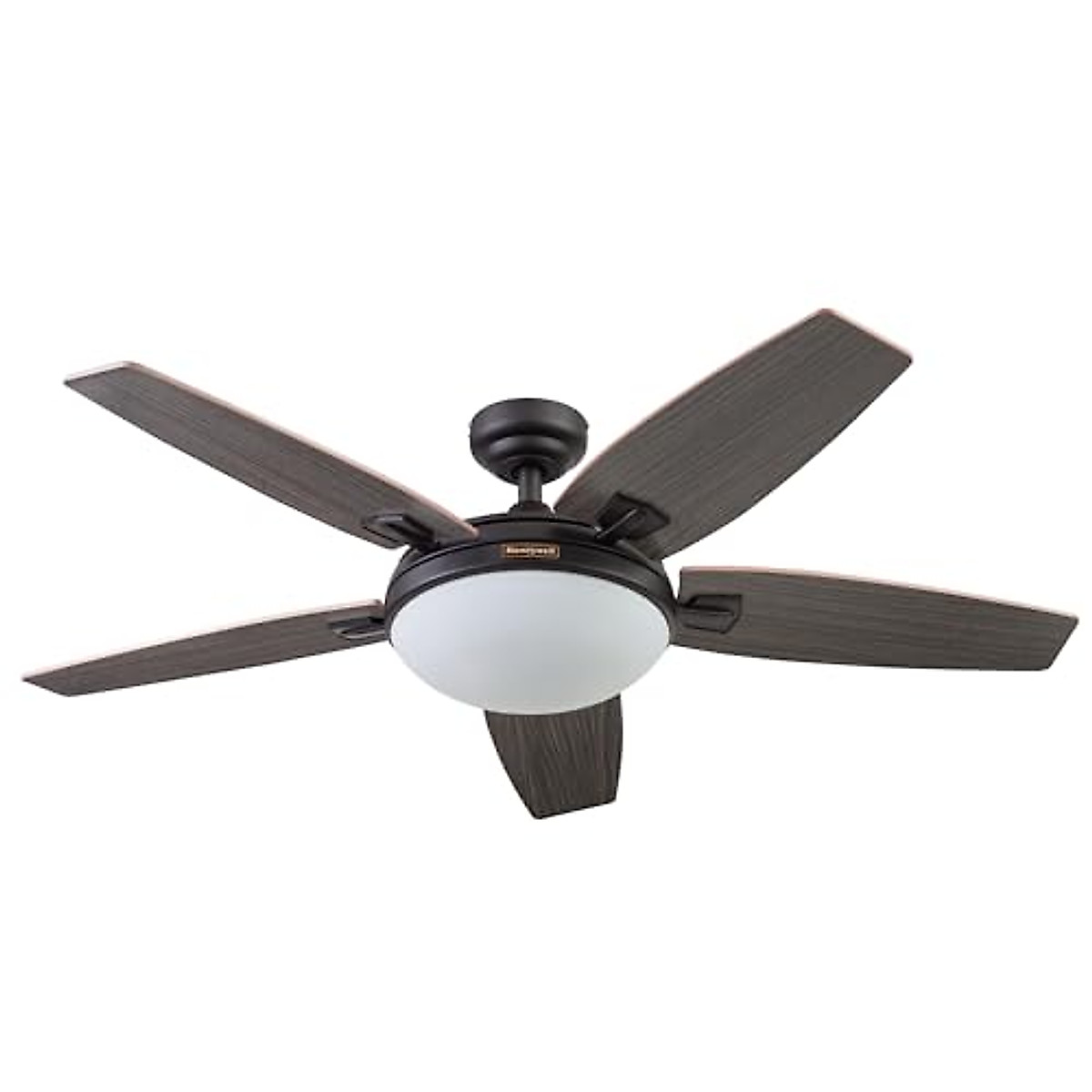 Honeywell Ceiling Fans Carmel, 48 Inch Contemporary Indoor LED Ceiling Fan with Light, Remote Control, Dual Mounting Options, Dual Finish Blades, Reversible Motor - 50197-01 (Bronze)