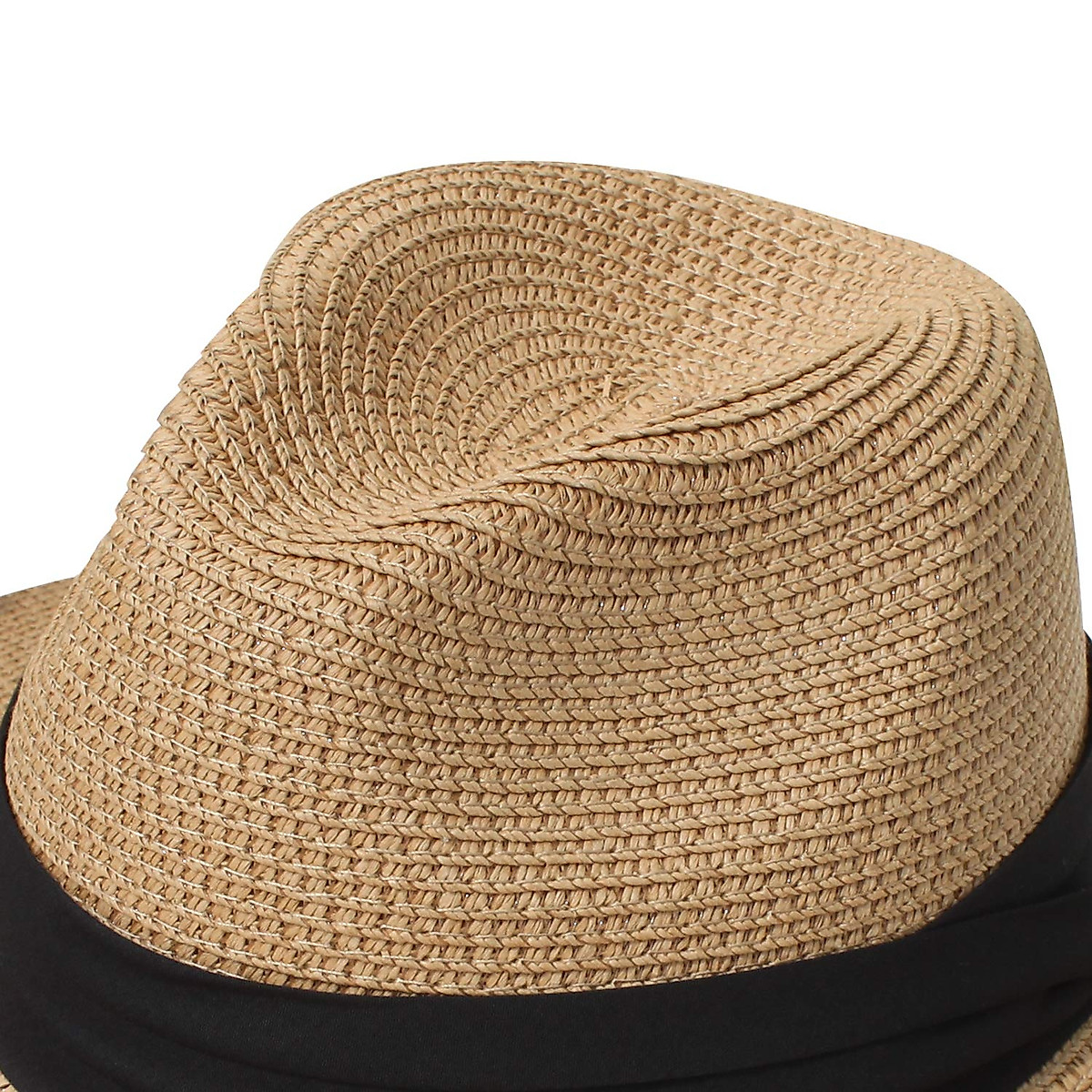 DRESHOW Women Panama Hat Fedora Beach Sun Wide Brim Straw Roll up Hat UPF 50+