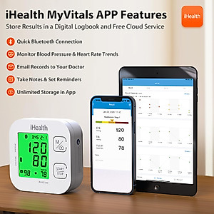 iHealth Track Smart Upper Arm Blood Pressure Monitor with Wide Range Cuff That fits Standard to Large Adult Arms, Bluetooth Compatible for iOS & Android Devices