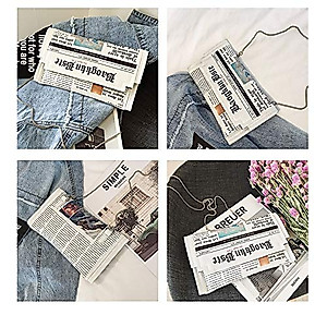 moderngenic 'Newspaper' Handbag, Fashion Envelope Clutch, Cross-body Shoulder Purse, Soft PU Leather Handbags for Women/Girls
