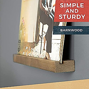 Ilyapa Wood Vinyl Record Shelf Wall Mount, 10 Pack - Barnwood Record Album Holder Display Your LP