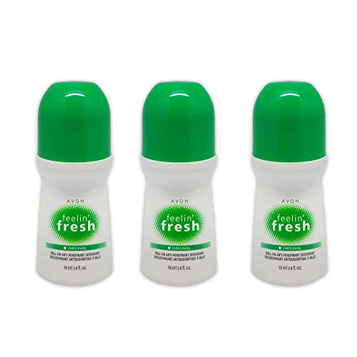 Avon Feeling Fresh Original Roll-On Antiperspirant Deodorant 2.6 fl.oz,Lot of 3